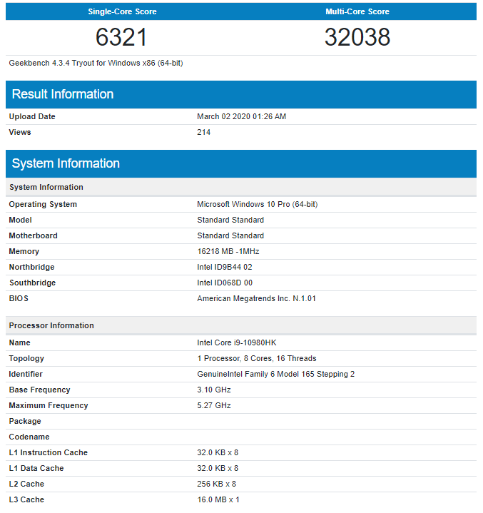 Procesor Intel Core i9-10980HK z taktowaniem na poziomie 5,3 GHz ...