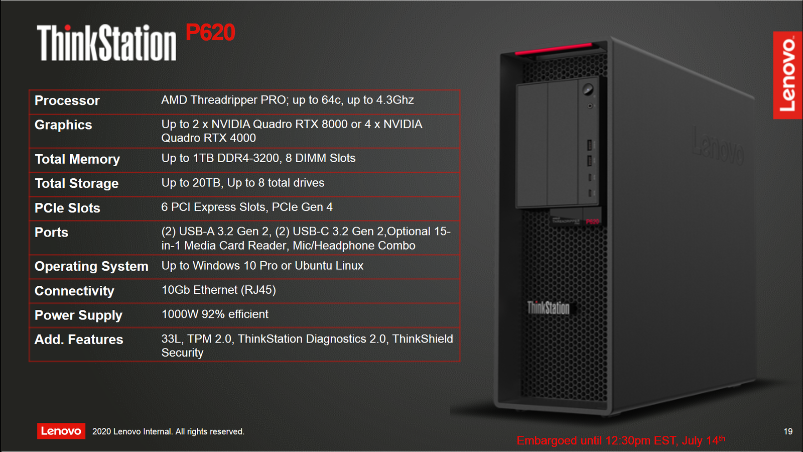 Lenovo ThinkStation P620 - desktop z AMD Ryzen Threadripper PRO | PurePC.pl