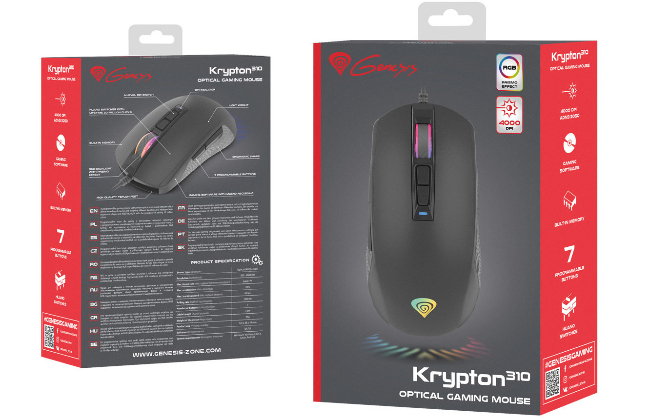 Genesis Krypton 310 - Niedroga, gamingowa mysz o symetrycznej formie i ...