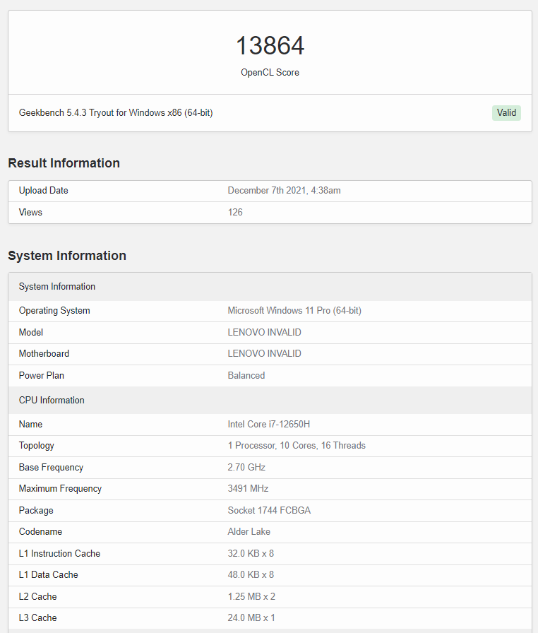 Intel Core i7-12650H - program GeekBench ujawnia specyfikację kolejnego ...