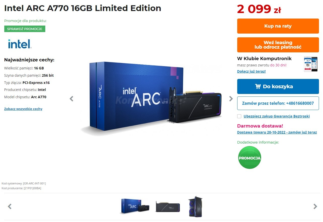 Intel ARC A770 oraz ARC A750 - poznaliśmy polskie ceny kart graficznych w wersjach Limited ...
