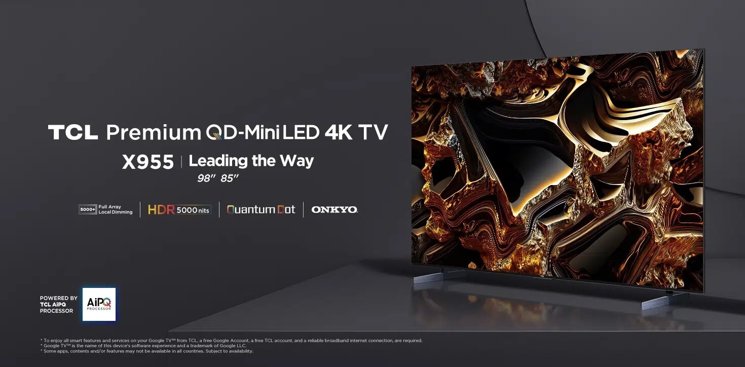 TCL X955 - Flagowy telewizor 4K QD-Mini LED z jasnością w trybie HDR sięgającą imponujących 5000 ...