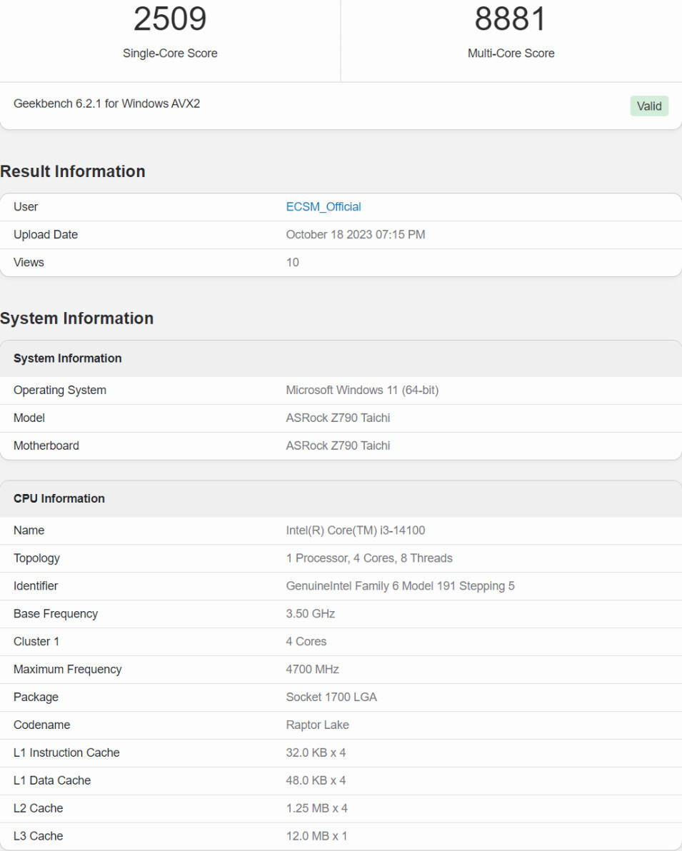Intel Core i5-14600 oraz Intel Core i3-14100 z bardzo dobrymi wynikami ...