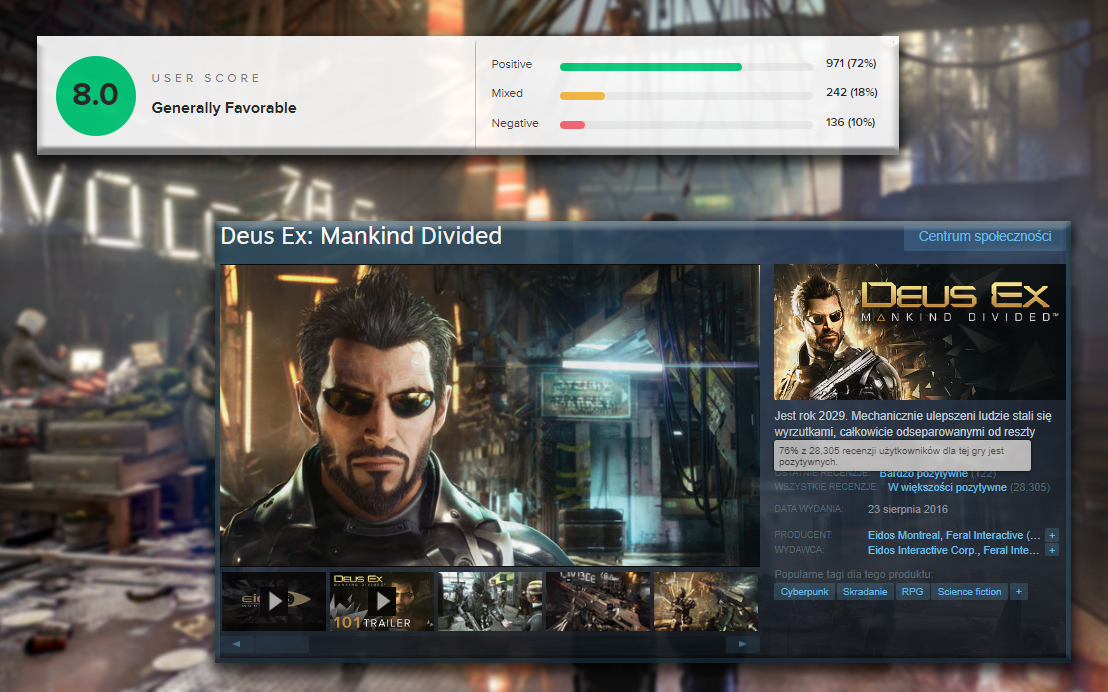 Deus Ex: Mankind Divided - produkcja dostępna za darmo w Epic Games ...