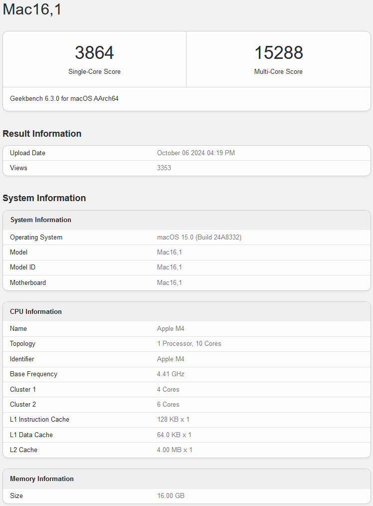 Apple Mac z procesorem M4 został przetestowany w Geekbench 6. Widać ...
