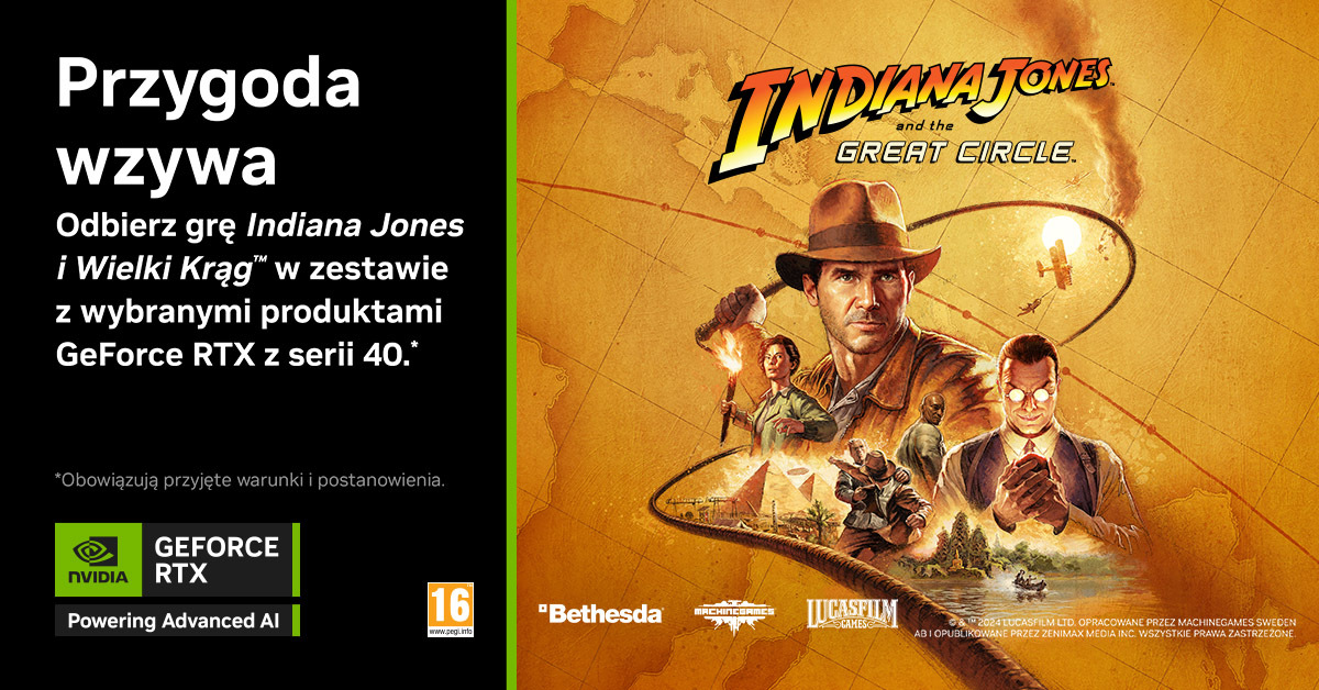 Indiana Jones i Wielki Krąg za darmo w promocji przy zakupie wybranych kart graficznych NVIDIA z ...