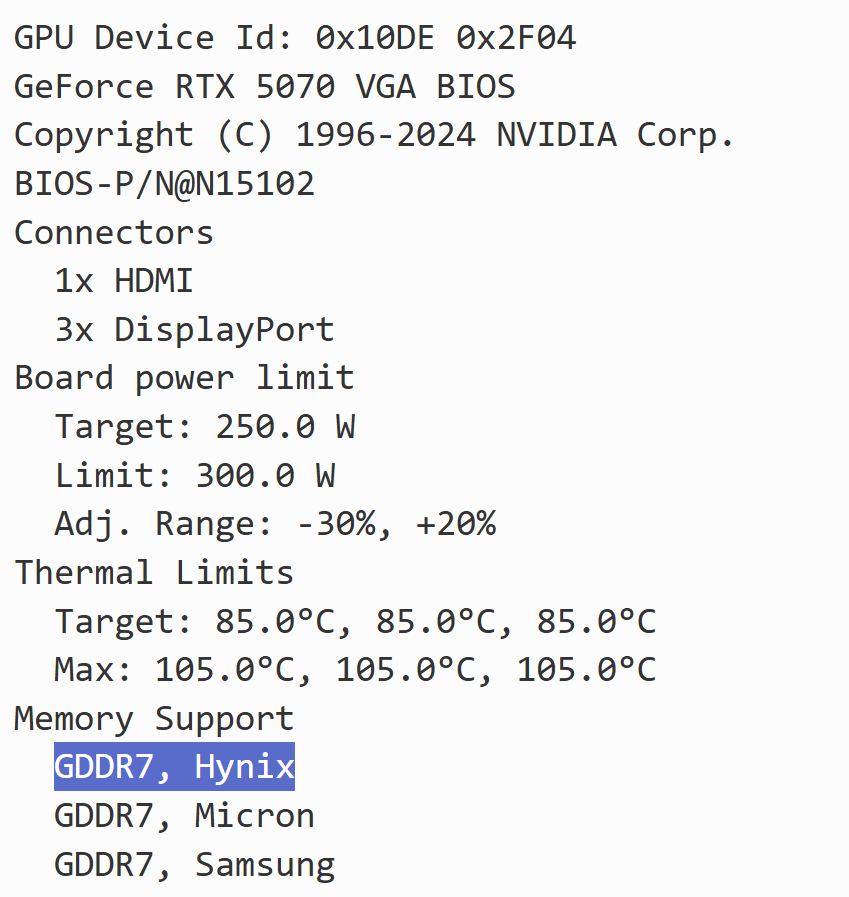 NVIDIA GeForce RTX 5070 Ti - Podkręcono pamięć karty graficznej. Kości GDDR7 od SK hynix ...