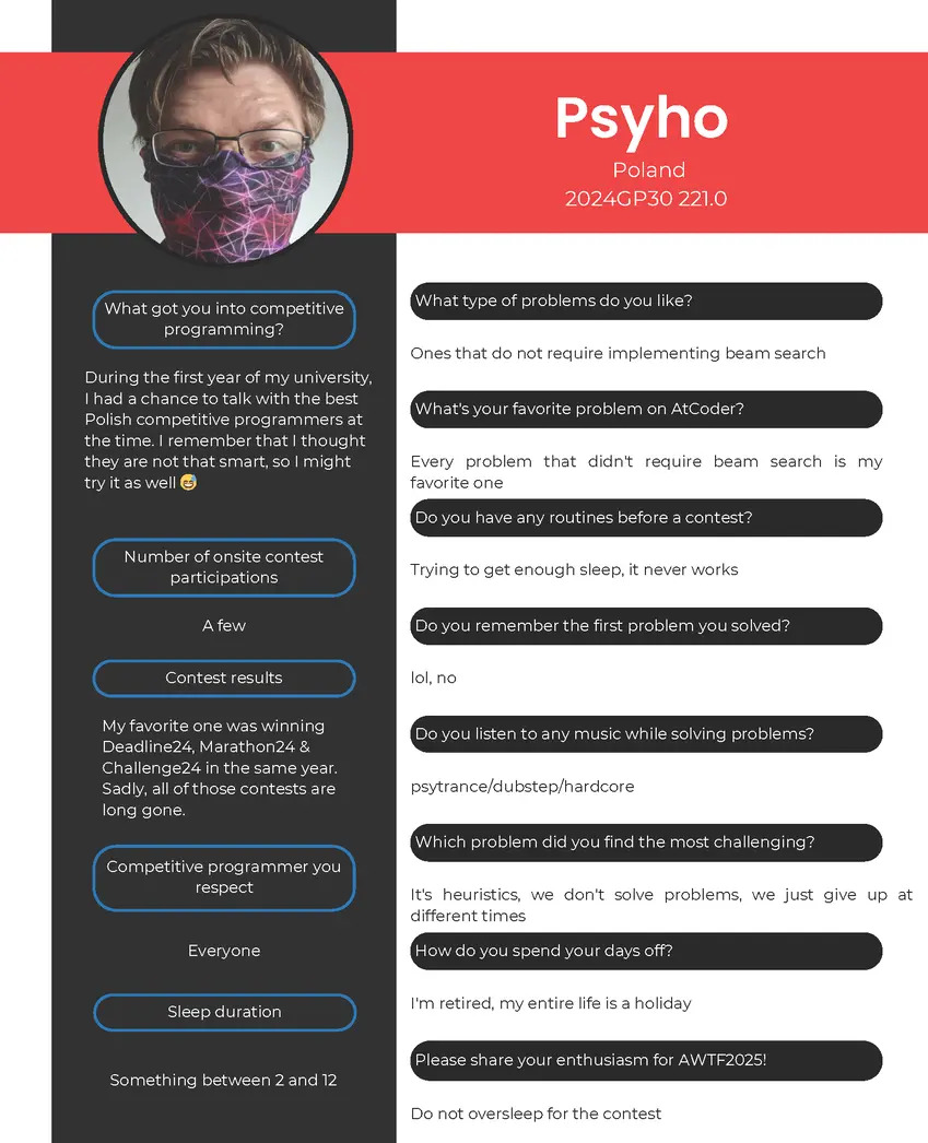 Przemysław Dębiak zwycięża w prestiżowym konkursie AtCoder World Tour ...